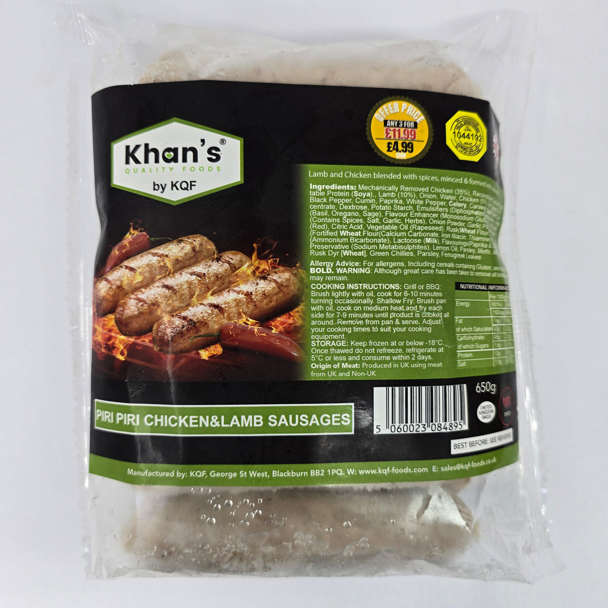 Khan's by KQF Piri Piri Chicken & Lamb Sausages 650g – Mullaco Online