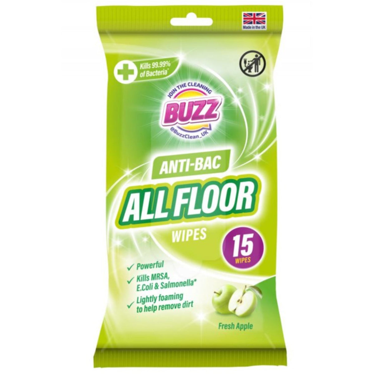 Buzz Anti-Bac All Floor Wipes Fresh Apple 15pk – Mullaco Online