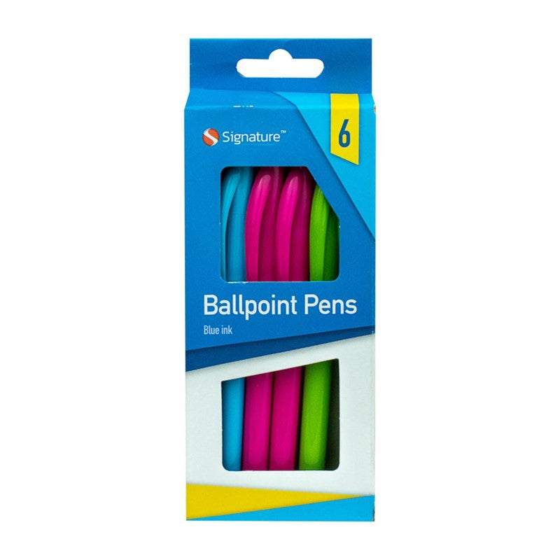 Signature Ballpoint Pens Blue Ink 6pk – Mullaco Online